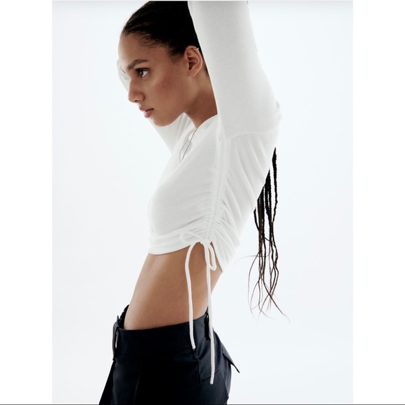 Zara | Tops | Zara Ruched Ribbed Top | Poshmark